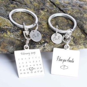 Custom Anniversary Keyring Date Keychain Highlighted With Heart ...