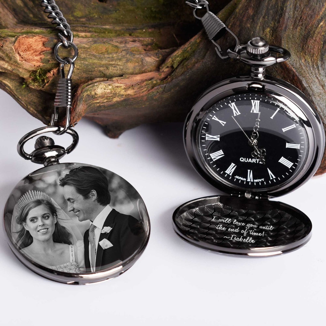 Pocket Watch Engraved With Photo or Handwriting, Personalized Watch ...