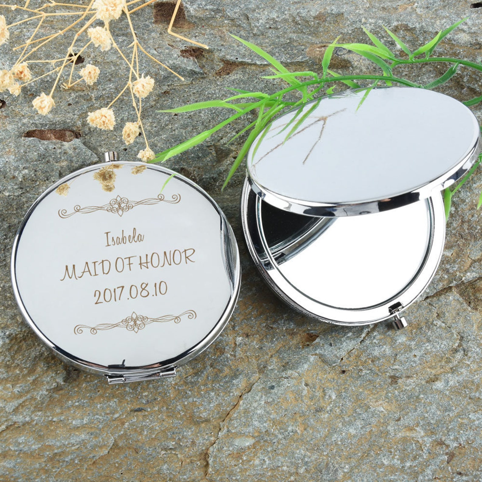 Compact Mirror Personalize Engraved Pocket Mirror Purse Mirror - Etsy