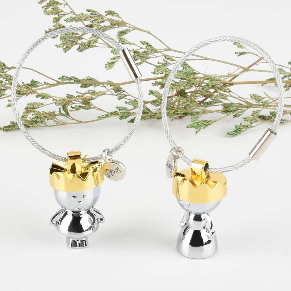 King and Queen Keychain Personalized Couple Keyring Cute Bag Charm ...