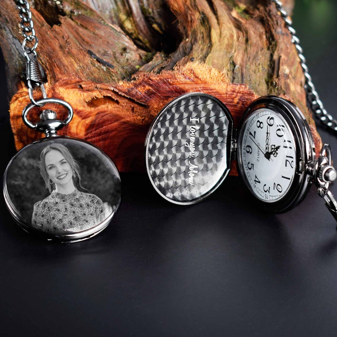 Pocket Watch Engraved Memorial Photo Personalized Gift Custom Pocket ...