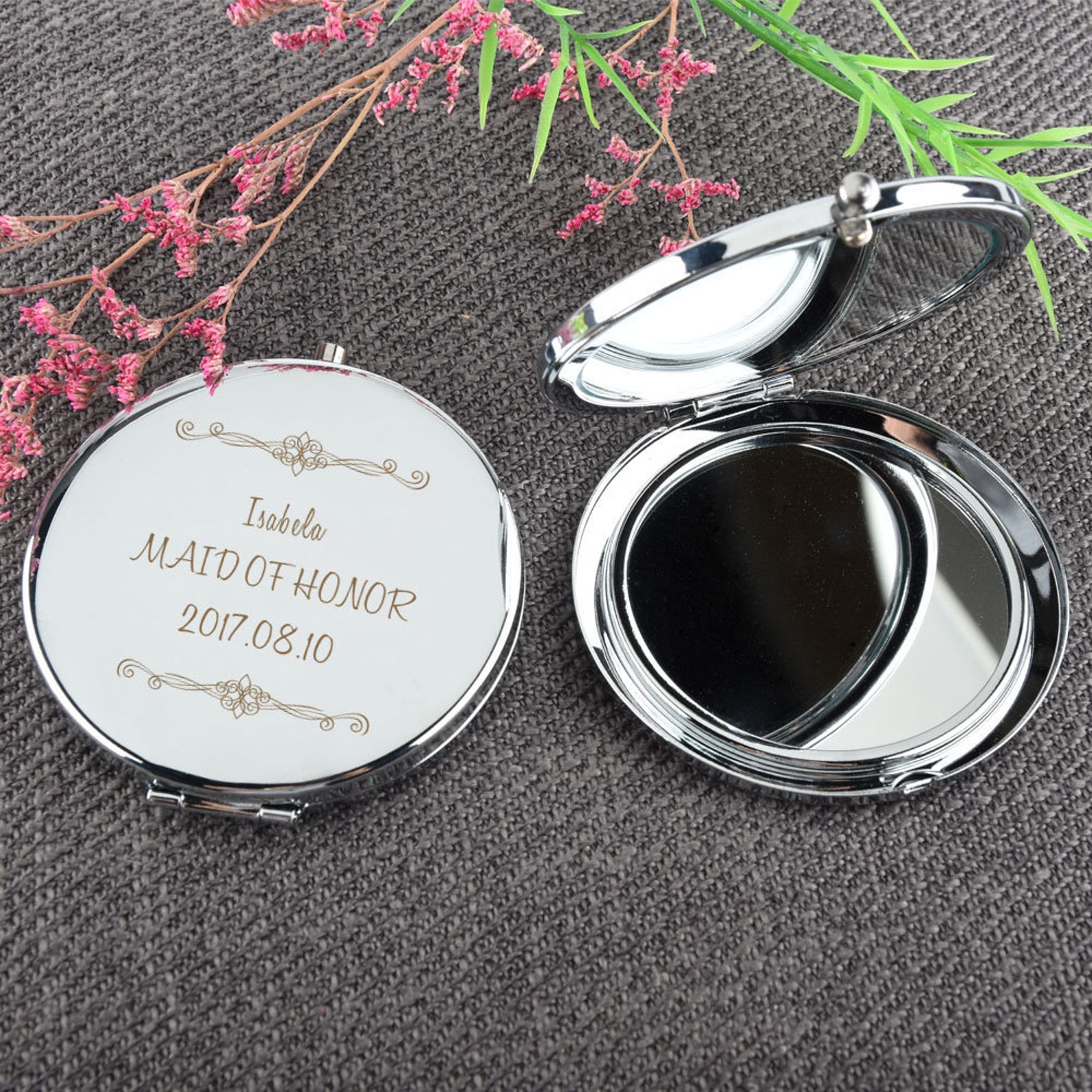 Compact Mirror Personalize Engraved Pocket Mirror Purse Mirror | Etsy