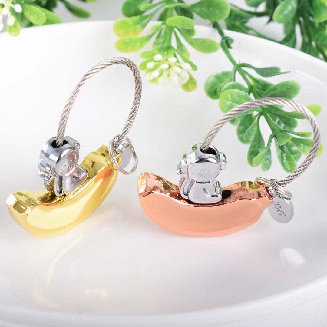 Monkey Keychain With Personalized Engraved Message Banana Bag Charm ...