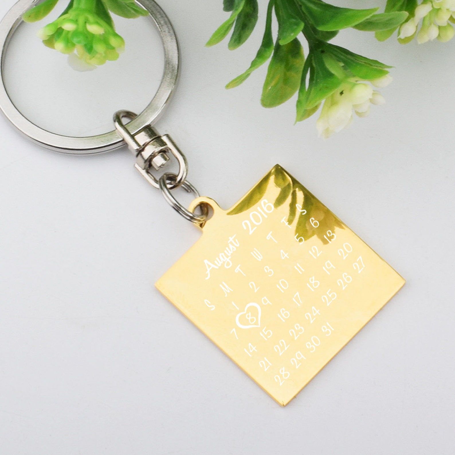 Anniversary Keychain Highlighted With Heart Date Key Chain - Etsy