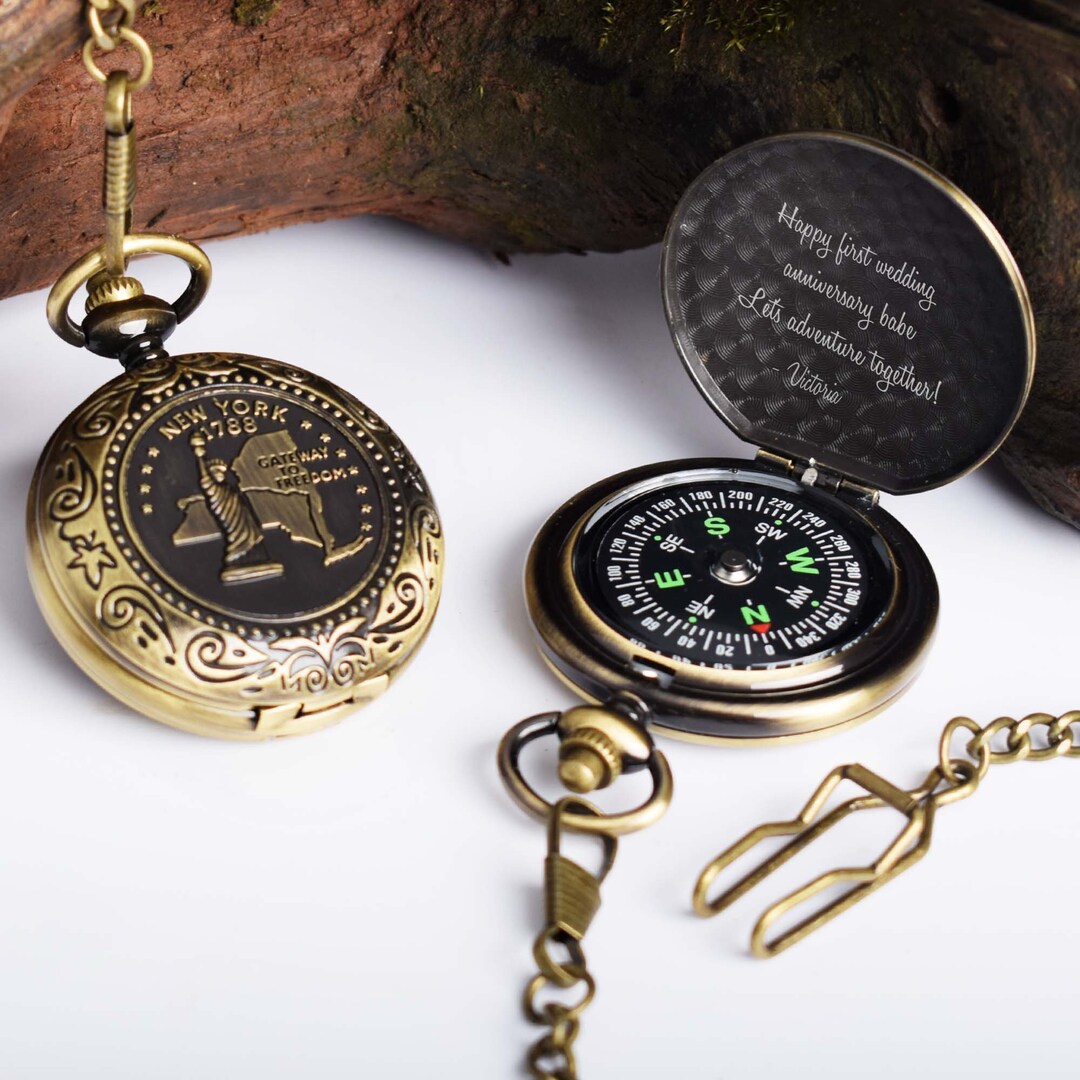 Personalized Handmade Compass, Anniversary Gift, Wedding Gift, Engraved ...