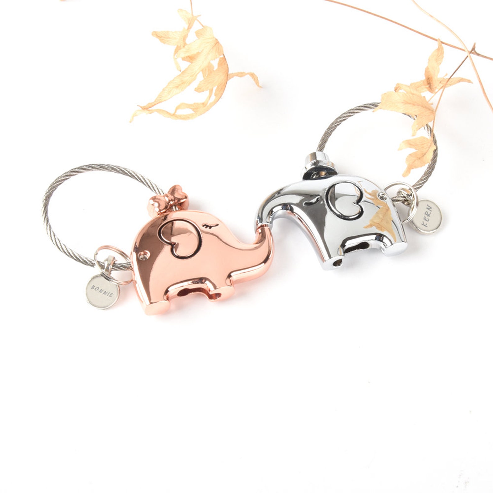 Elephant Keychain With Personalized Engraved Message on It as - Etsy
