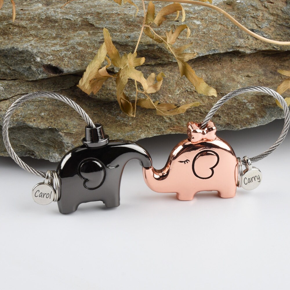 Personalized Keychain Elephant Animal Kechain Anniversary Gift | Etsy