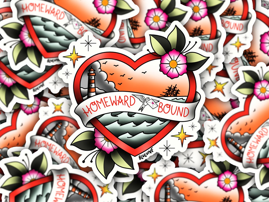 Homeward Bound Sailor Nautical Tattoo Art Sticker - Tattoo Stickers ...