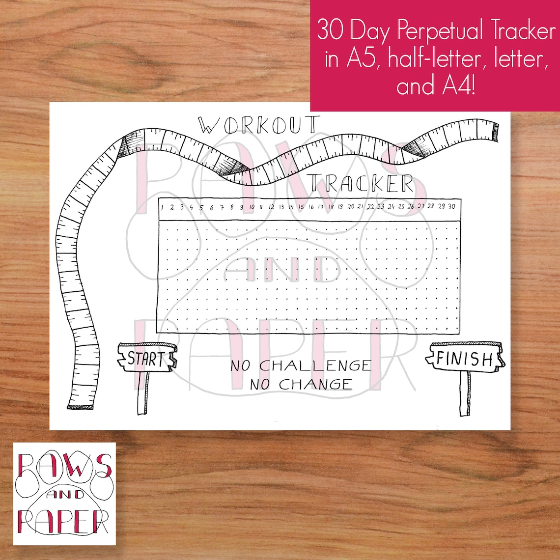 Printable Workout Tracker, 30 Days, Planner Inserts, Fitness Planner ...
