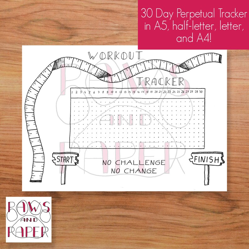 Printable Workout Tracker, 30 Days, Planner Inserts, Fitness Planner ...