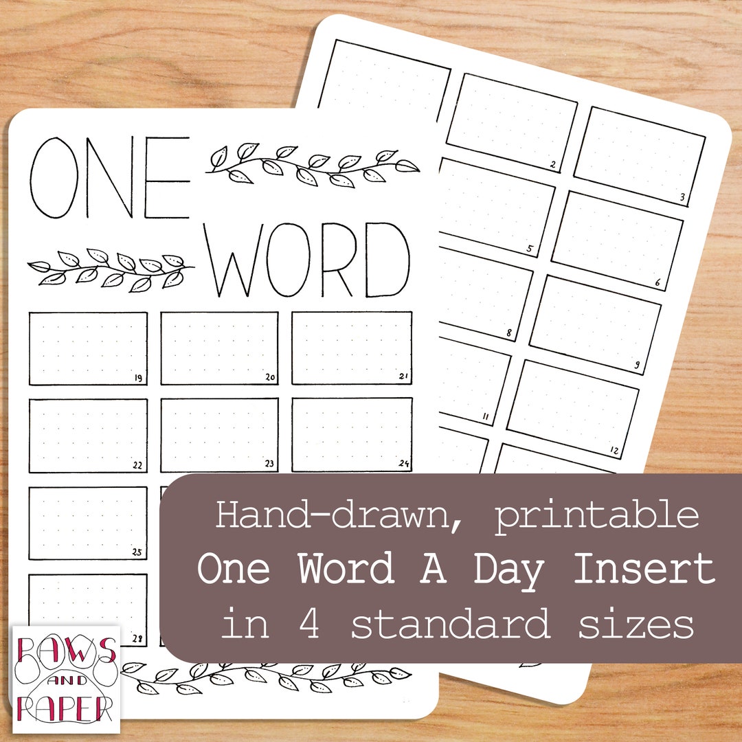 Printable One Word A Day Journal and Planner Insert, Planner Printable ...