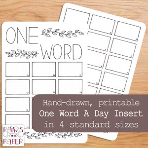 Printable One Word A Day Journal and Planner Insert, Planner Printable ...