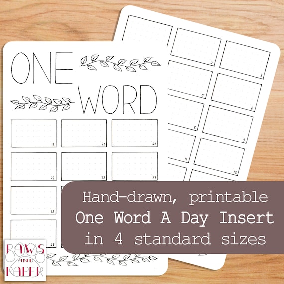 Printable One Word A Day Journal and Planner Insert Planner | Etsy