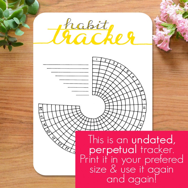 Circular Habit Tracker Printable for 28 Days. Handwritten Planner ...