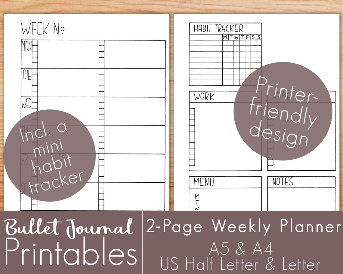 Printable Weekly Planner, 2 Pages, Weekly Schedule, Printable Planner ...