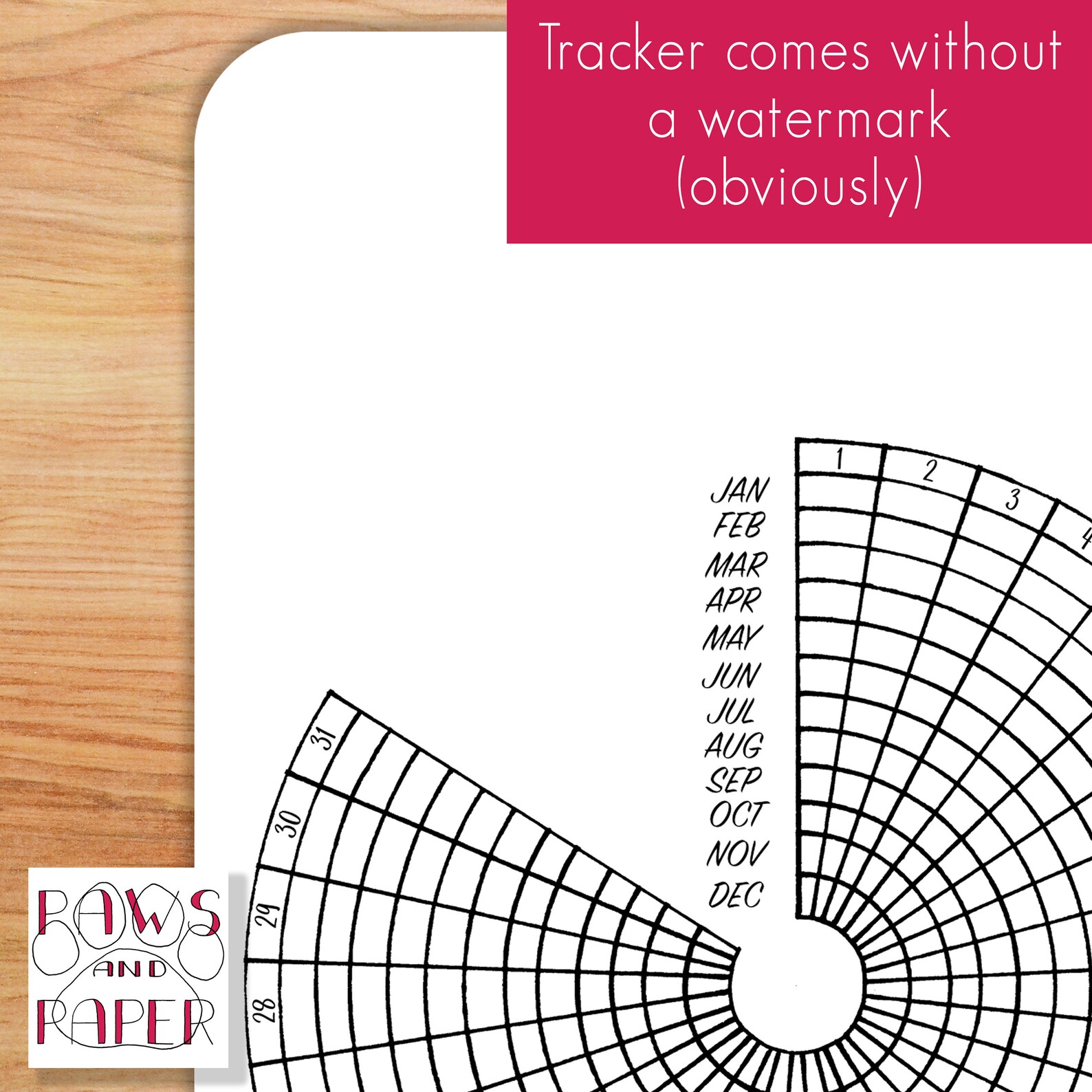 Circular Habit Tracker Printable for 12 Months. Handwritten, Undated ...