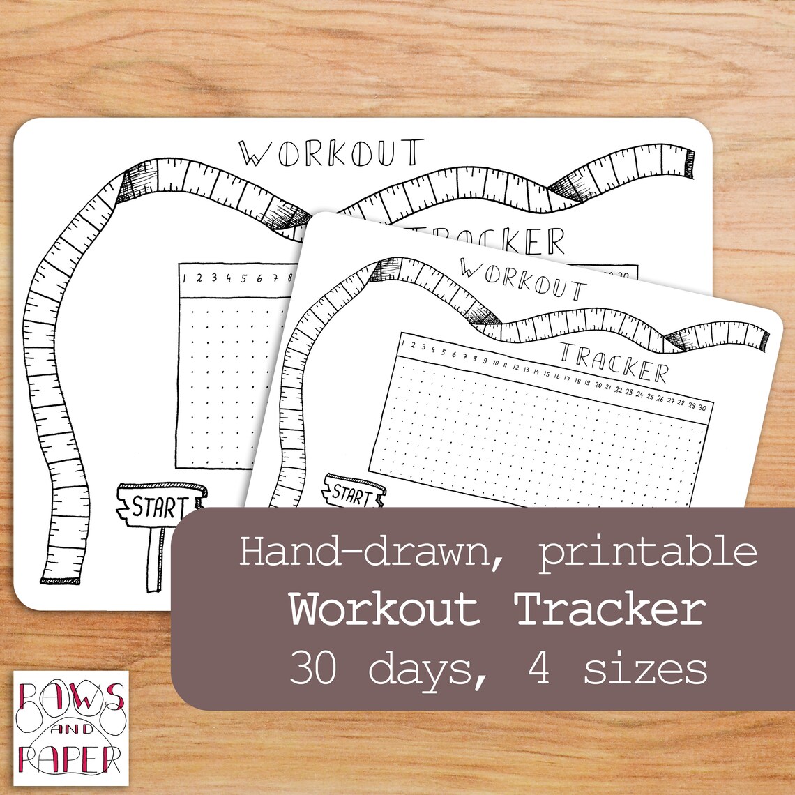 Printable Workout Tracker 30 Days Planner Inserts Fitness - Etsy