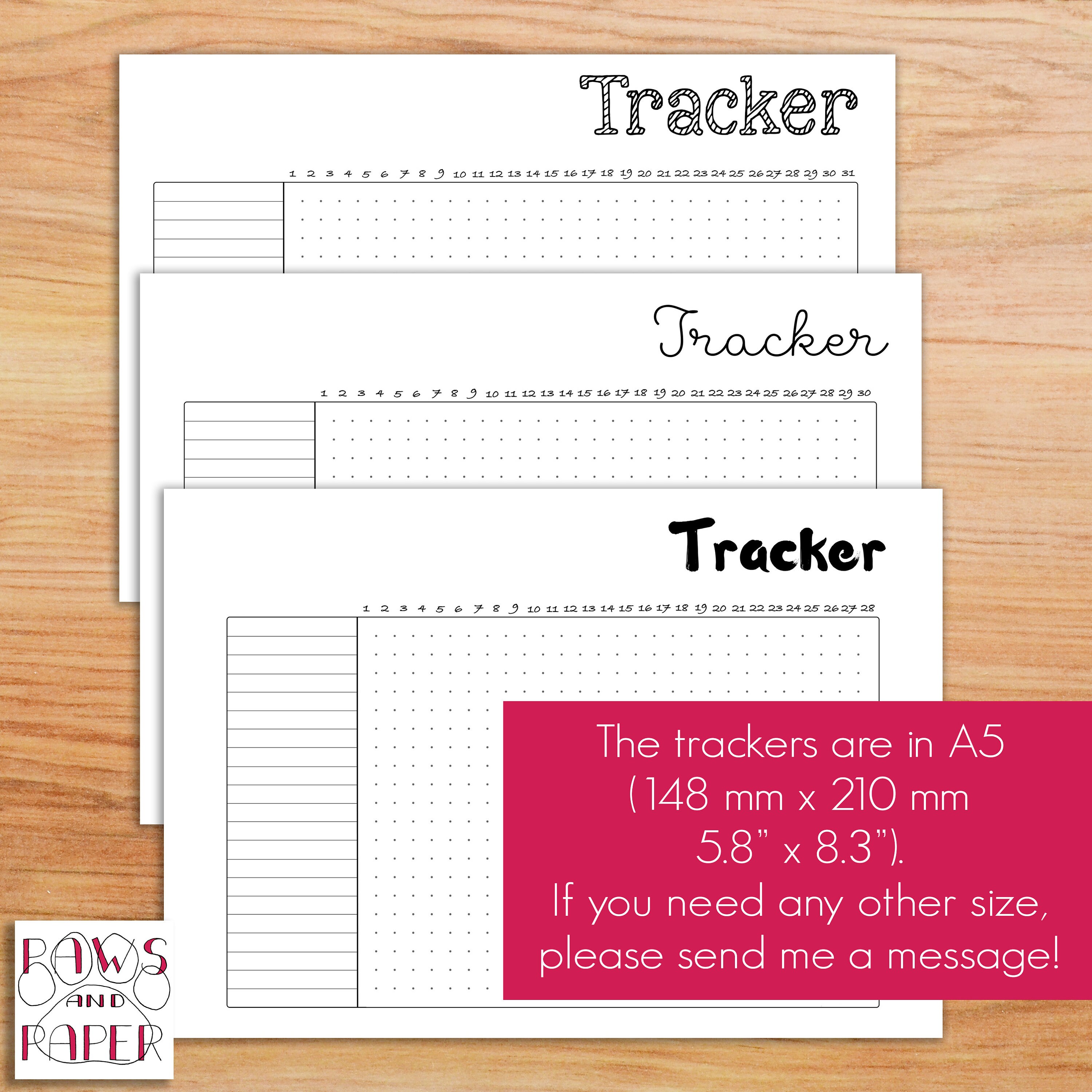 Habit Tracker Printable, Undated, for Your Planner or Bullet Journal ...