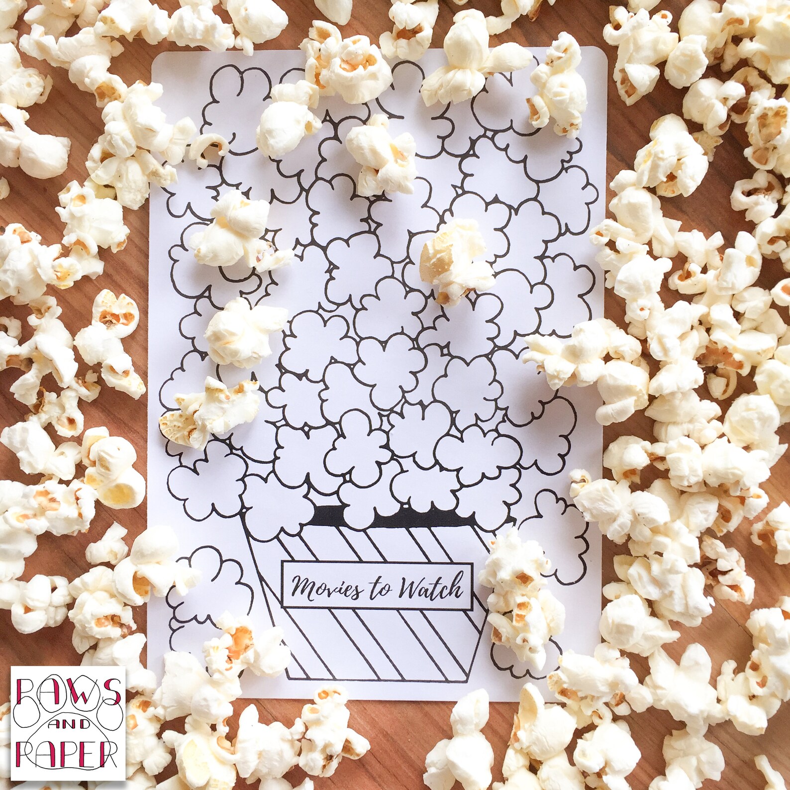 Printable Movies to Watch Popcorn Planner Printable Movie | Etsy