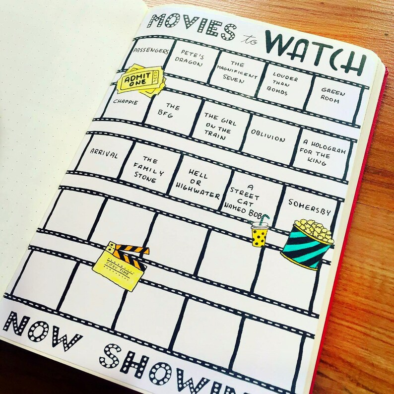Books and Movies Printable for Your Planner or Bullet Journal. - Etsy