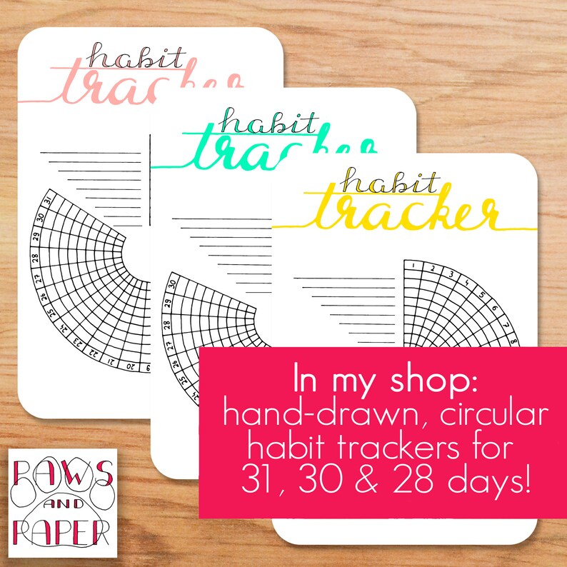 Circular Habit Tracker Printable for 28 Days. Handwritten - Etsy