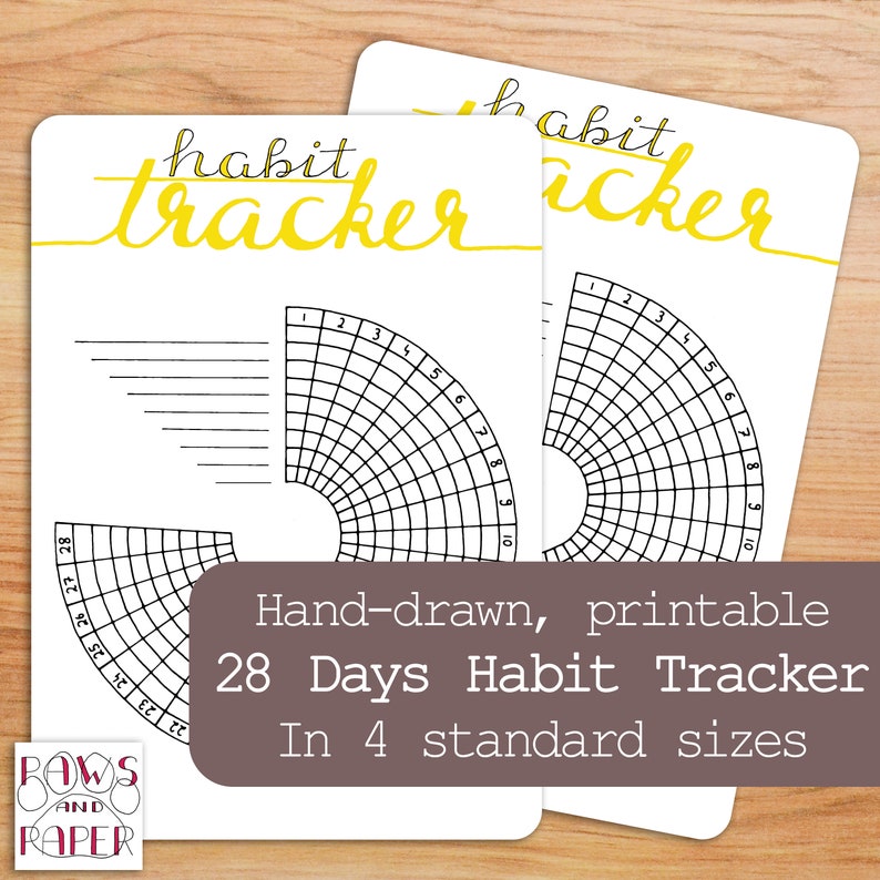 Circular Habit Tracker Printable for 28 Days. Handwritten Planner ...