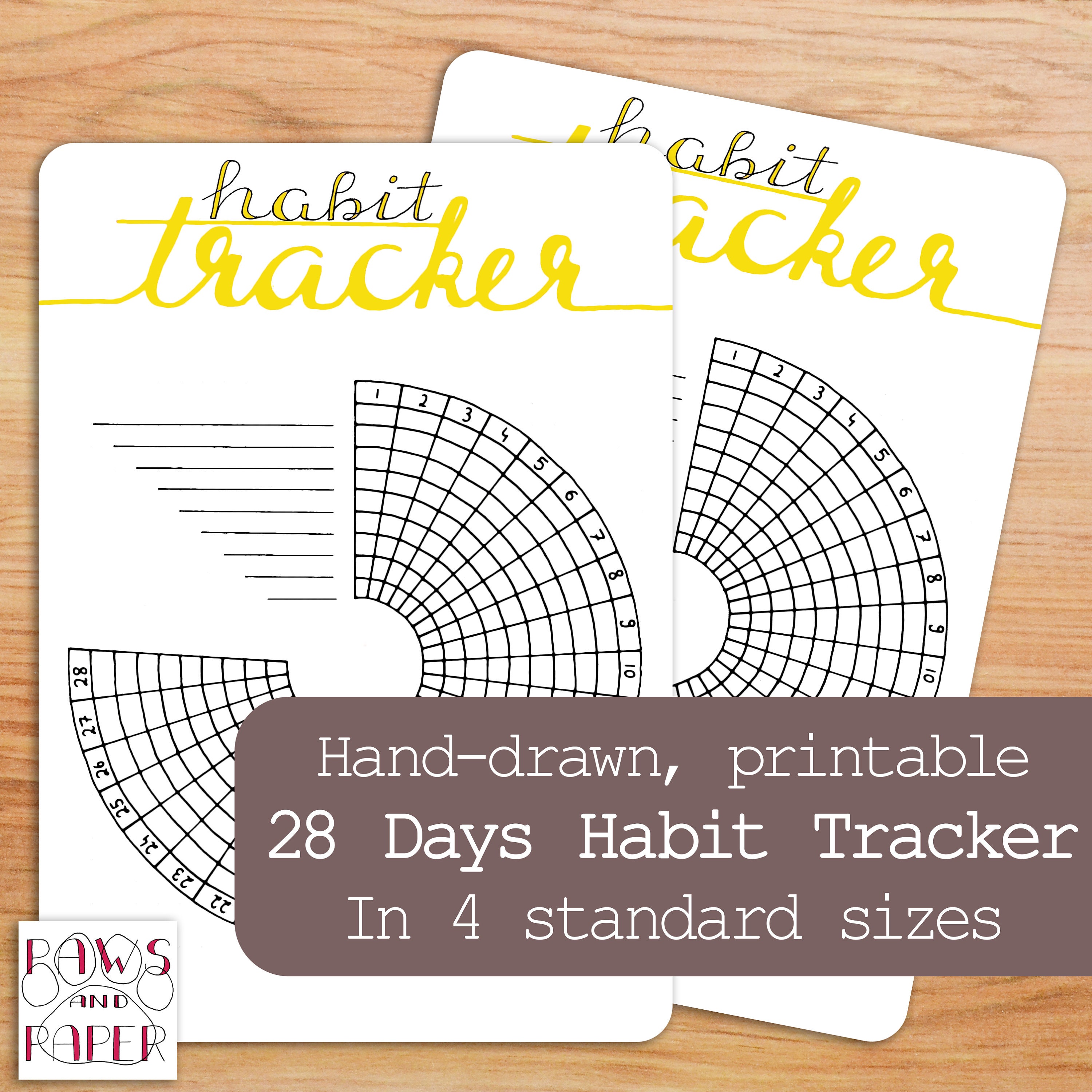 Circular Habit Tracker Printable for 28 Days. Handwritten Planner ...
