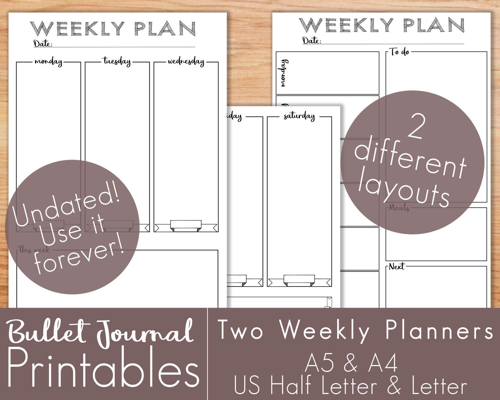 Bullet Journal Printable Starter Set Weekly Planner Weekly - Etsy