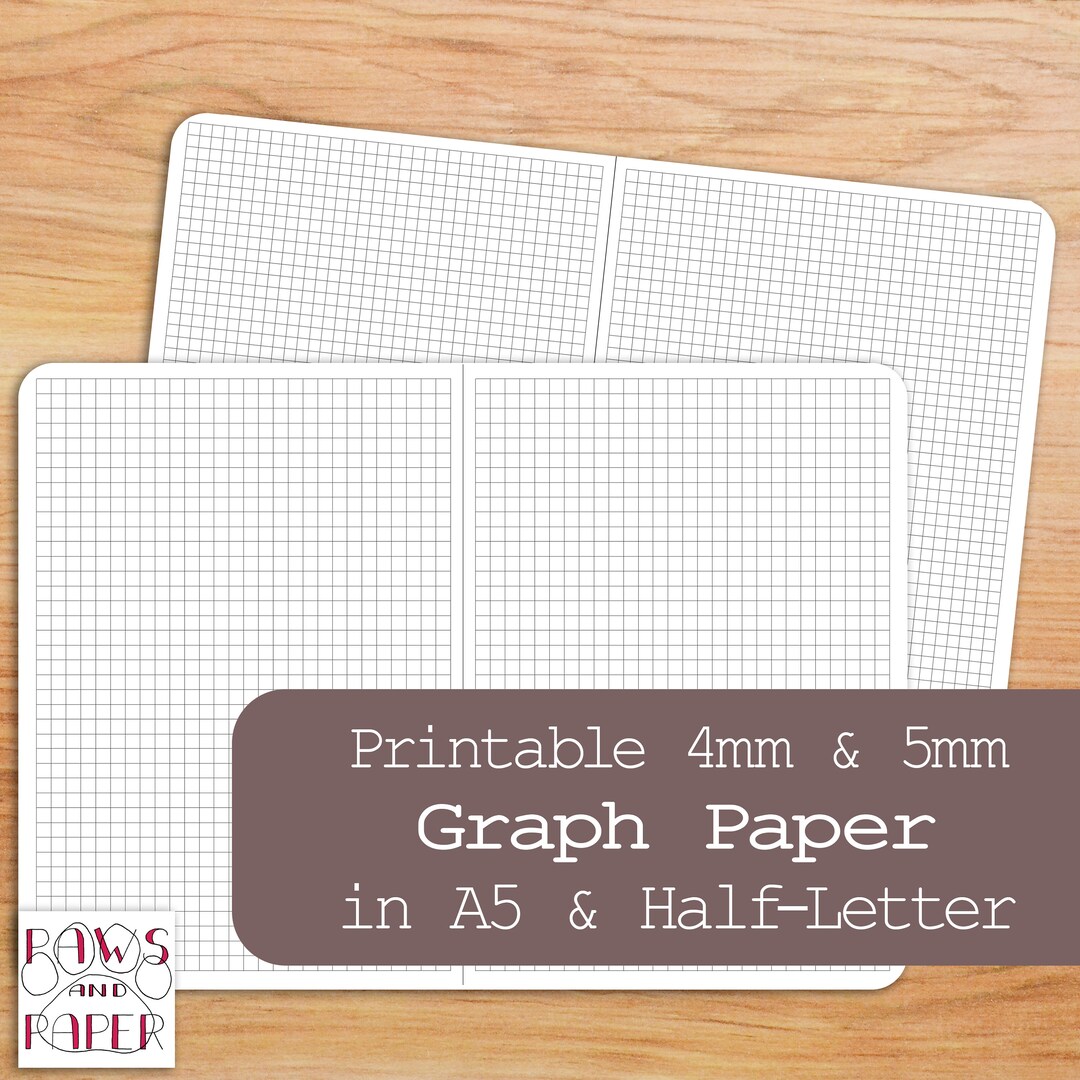 Printable Graph Paper, Grid Paper, 4 Printables, A5, Half Letter ...