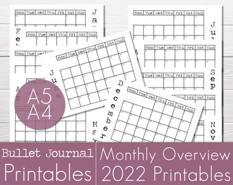 Printable Monthly Planner Month at a Glance Undated | Etsy