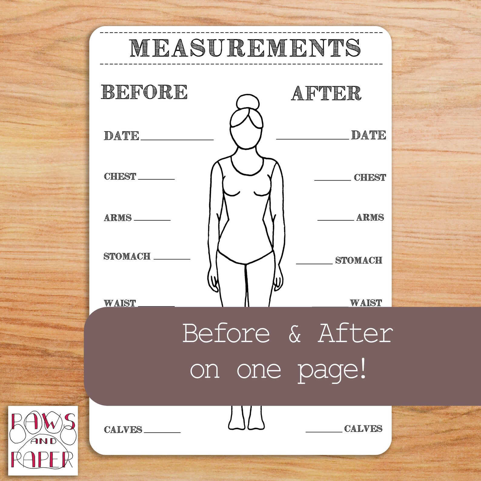 Printable Body Measurements Chart for Your Bullet Journal or Planner ...