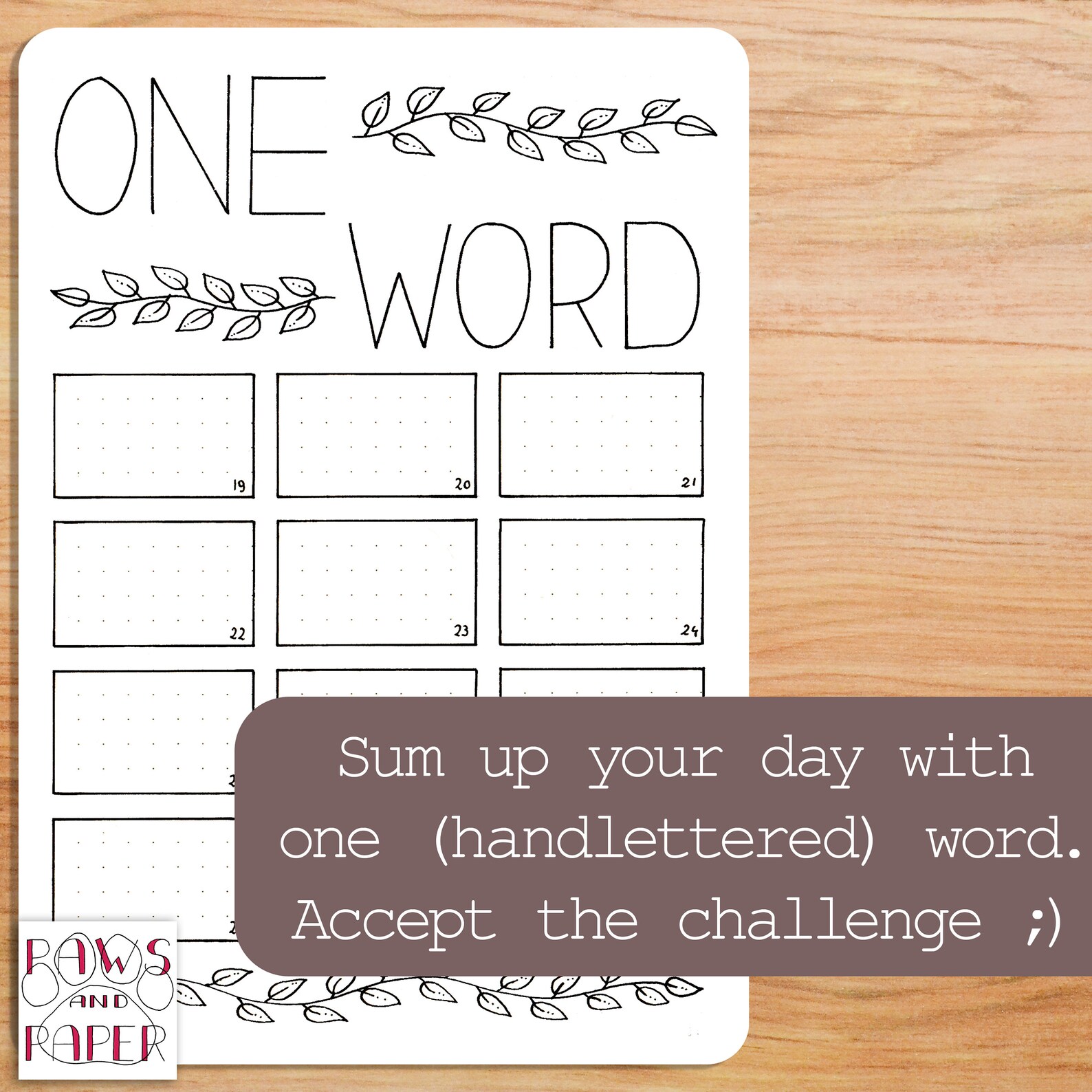 Printable One Word A Day Journal and Planner Insert, Planner Printable ...