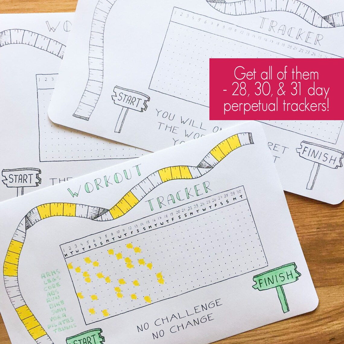 Printable Workout Tracker 30 Days Planner Inserts Fitness - Etsy