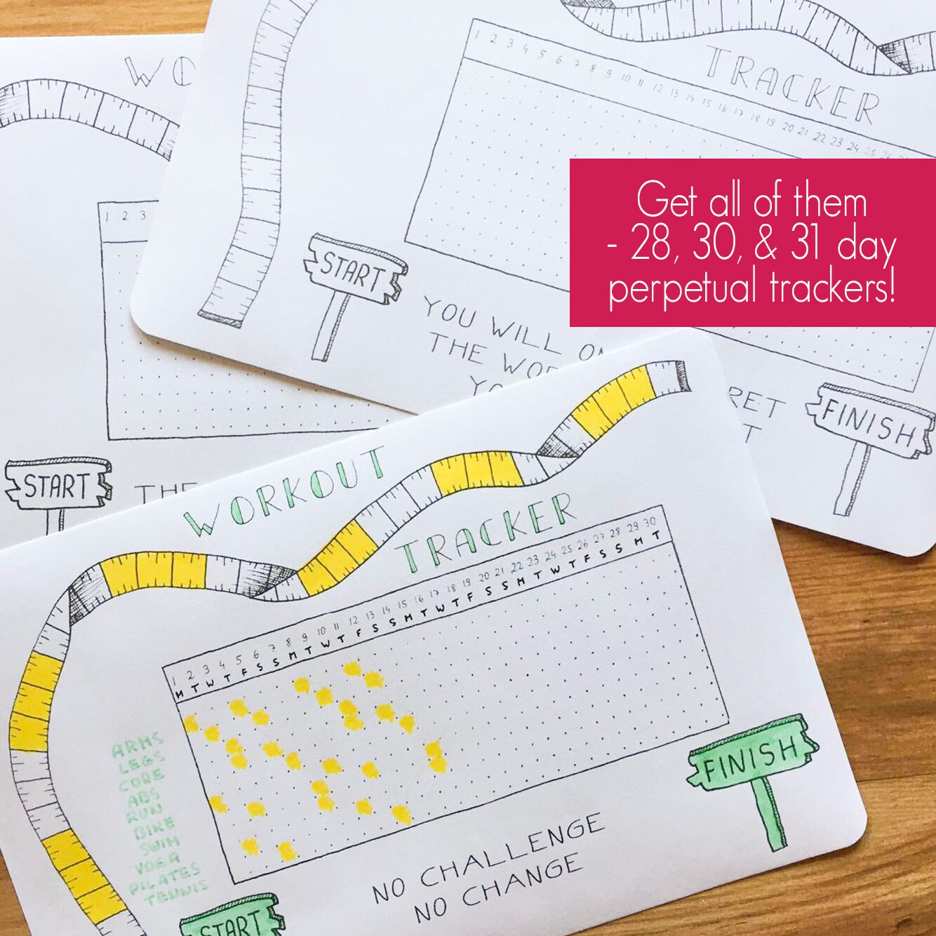 Printable Workout Tracker, 30 Days, Planner Inserts, Fitness Planner ...