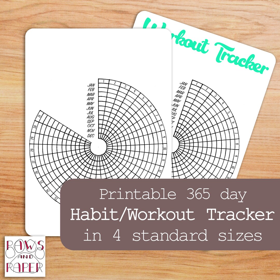 Circular Habit Tracker Printable for 12 Months. Handwritten, Undated ...