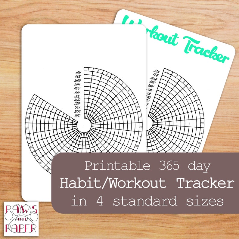 Circular Habit Tracker Printable for 12 Months. Handwritten, Undated ...