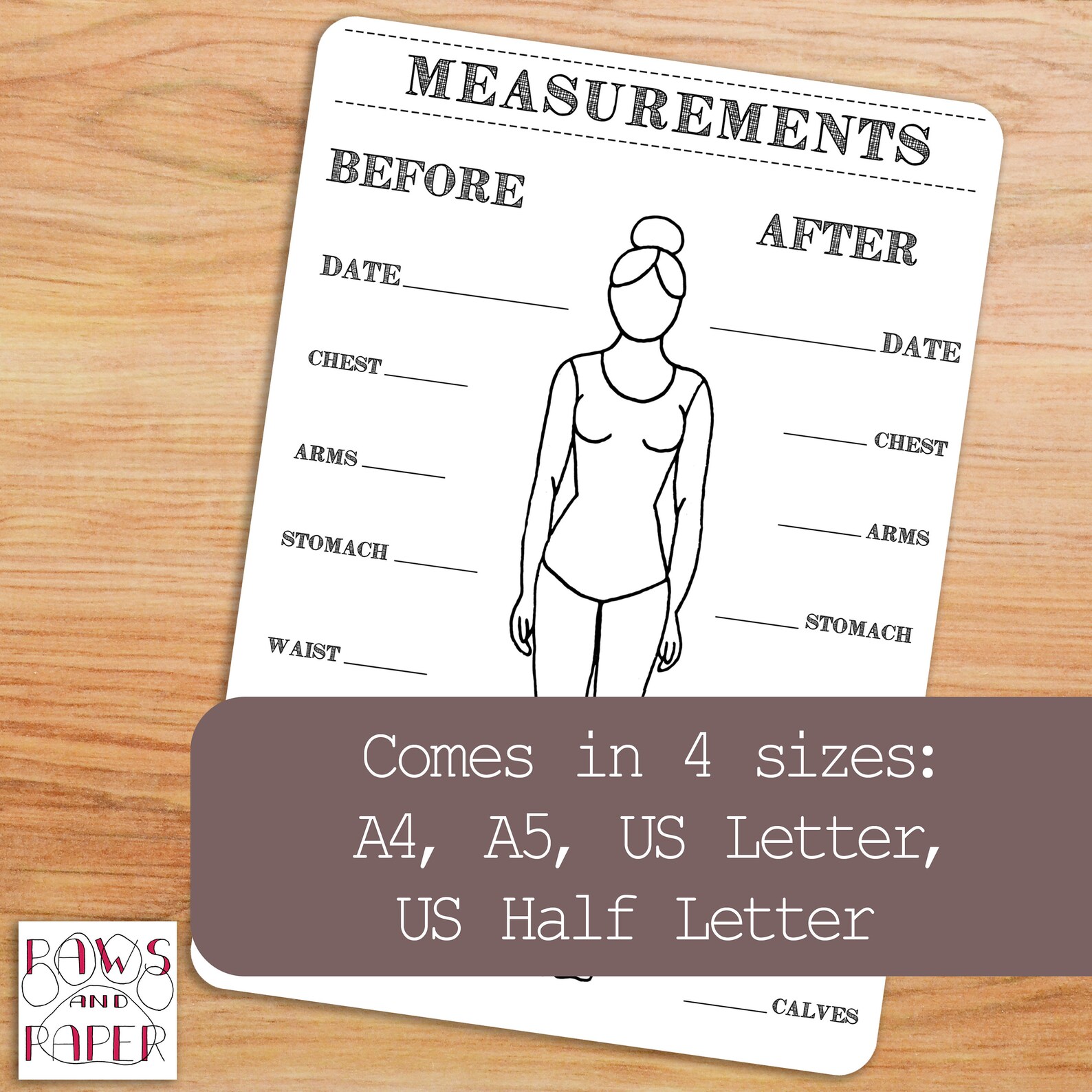 Printable Body Measurements Chart for Your Bullet Journal or Planner ...
