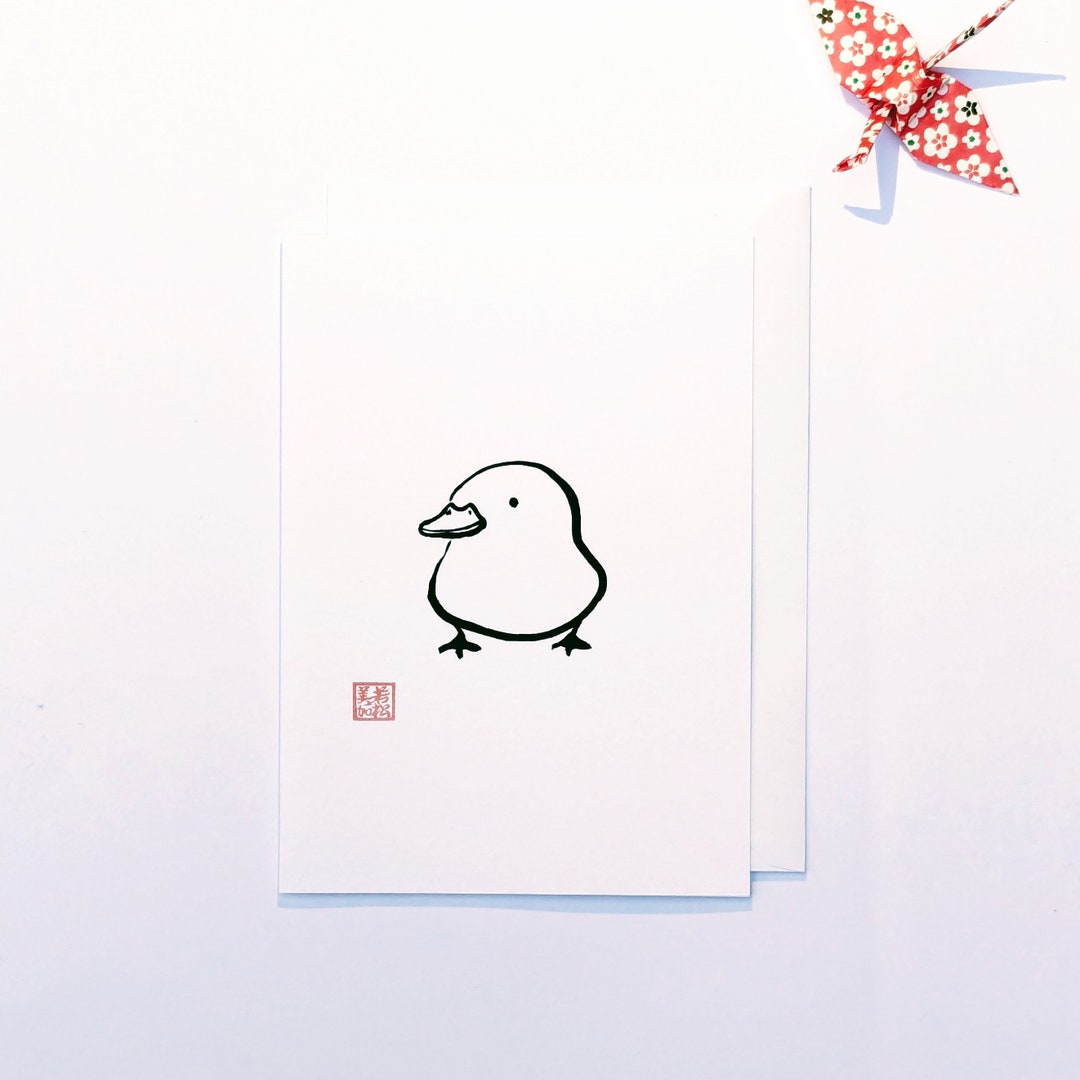 Duck Card, Cute Duck, Duck Print, Ink Art Print, Art Cards Blank ...