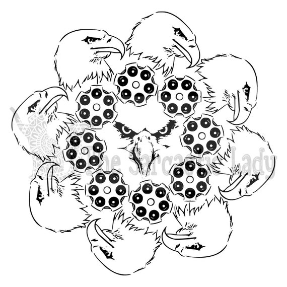 Patriot Eagle Revolver Mandala SVG | Etsy