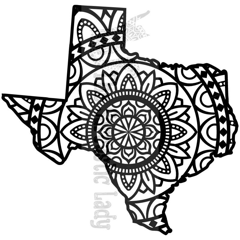 State of Texas Mandala and Outline Svgs | Etsy