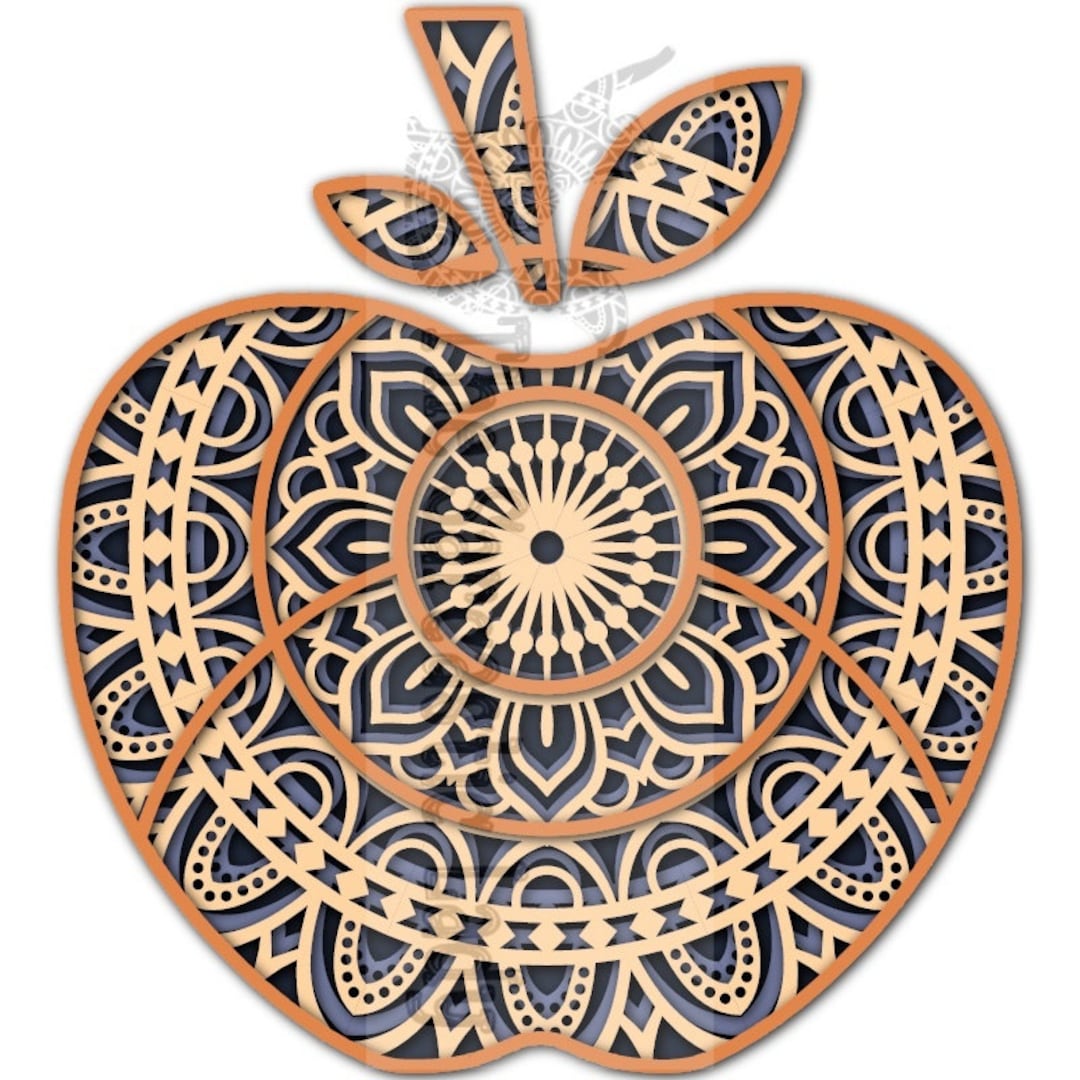 Apple for the Teacher Mandala and Outline Svgs - Etsy
