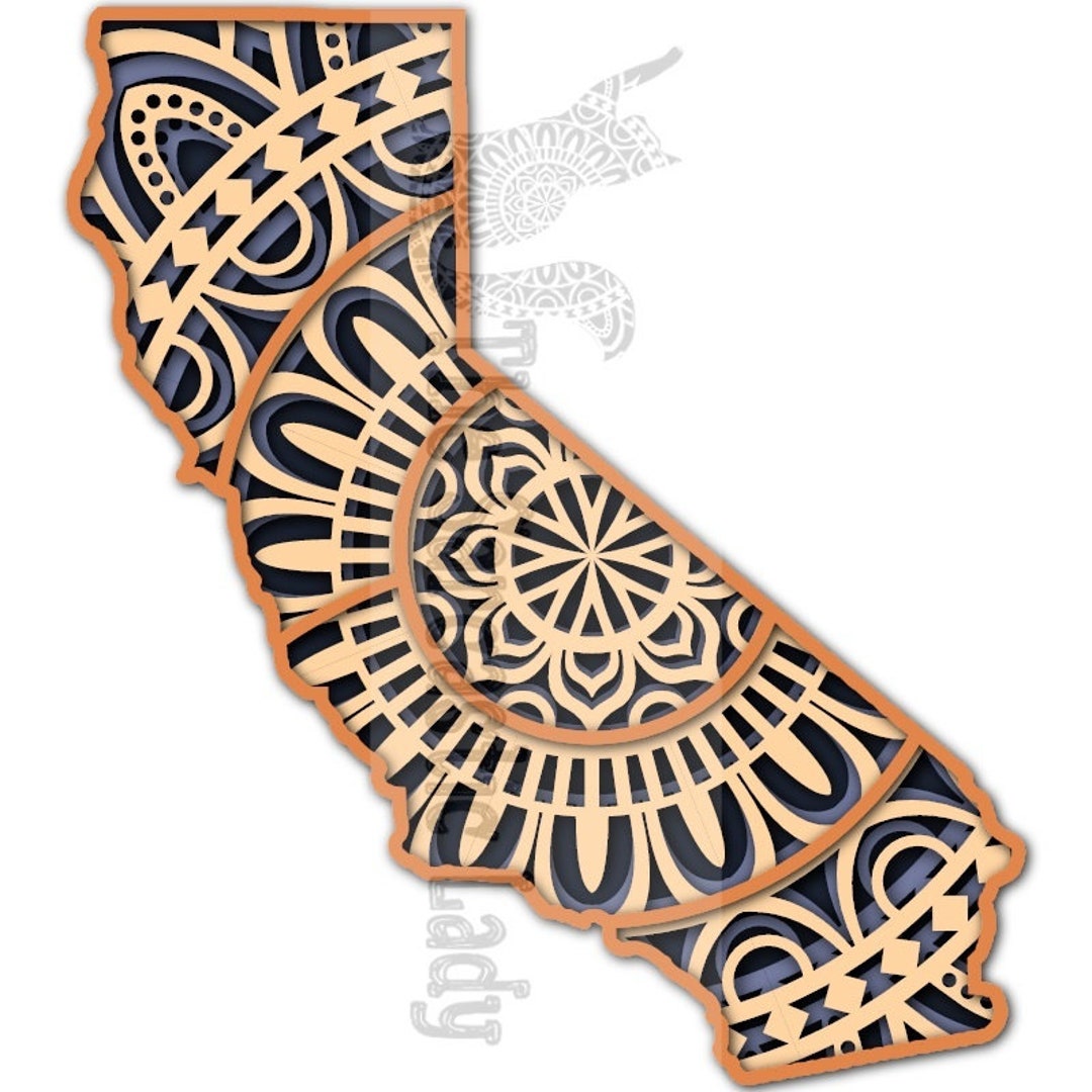 State of California Mandala and Outline Svgs - Etsy