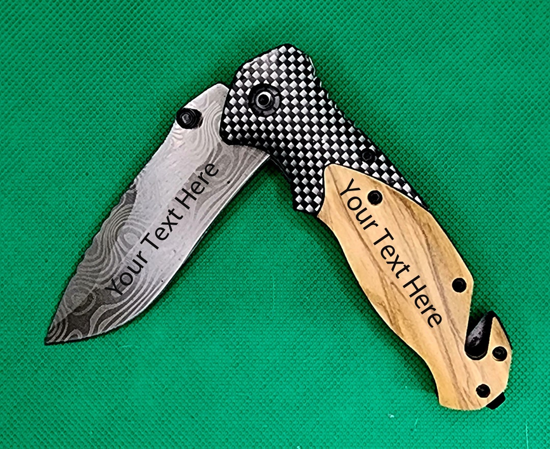Laser Engraved Pocket Knife, Wood Handle, Personalized Wedding Grooms ...