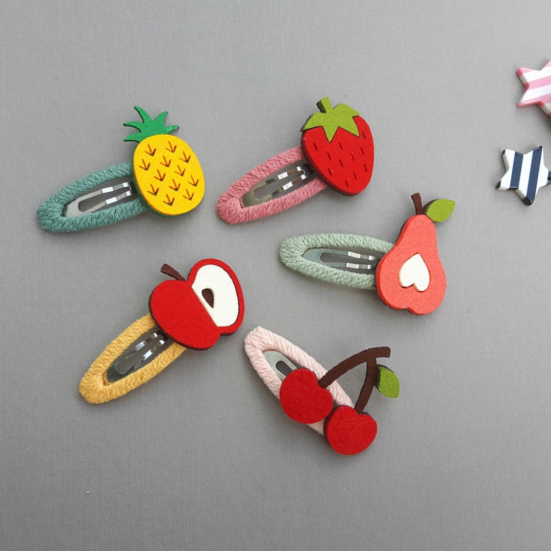 Handmade Felt Fruits Hair Clip, Snap Clip,cute Hair Clips, Fruits Hair ...