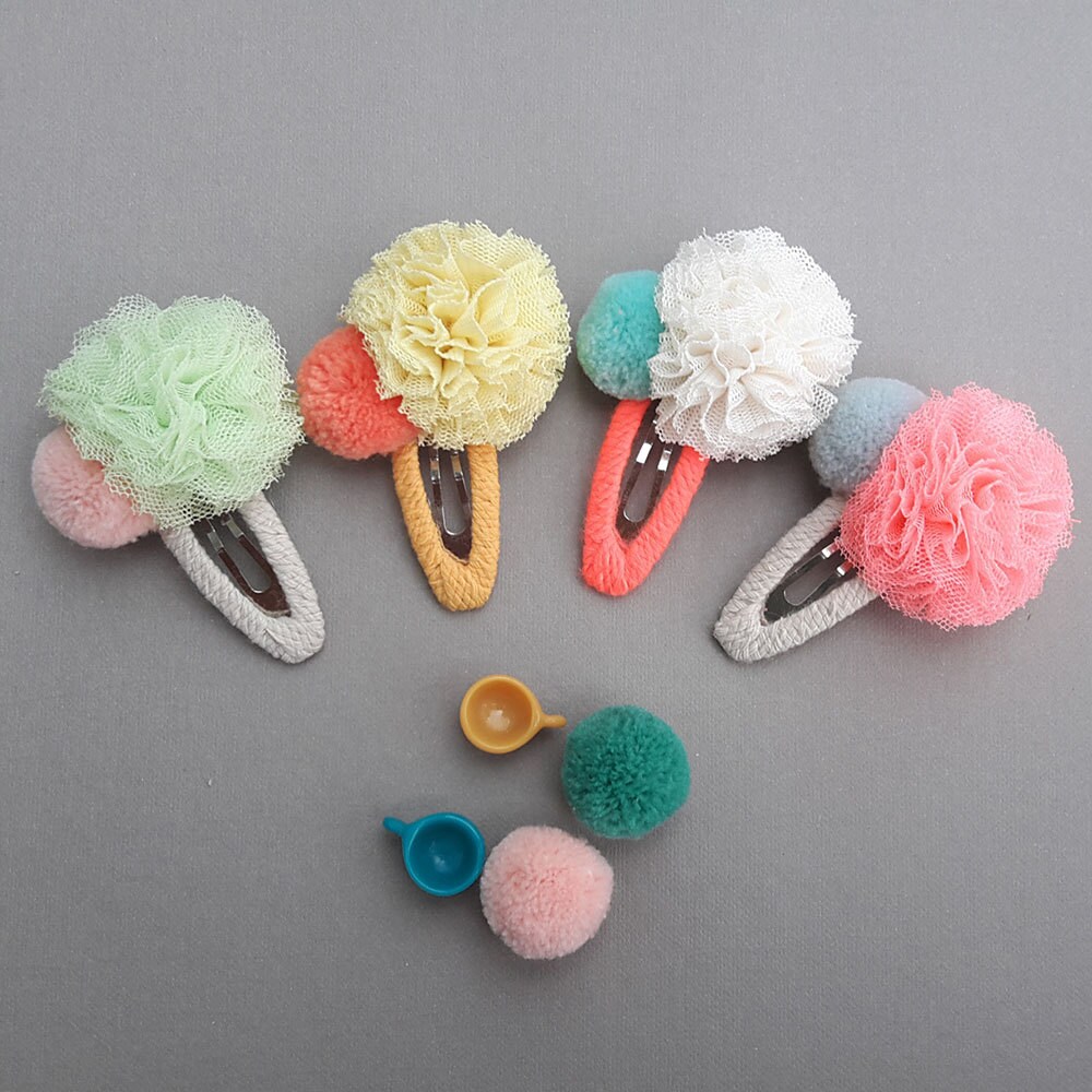 Choose any 2 Handmade Tulle pom pom Hair ClipPom pom hair | Etsy