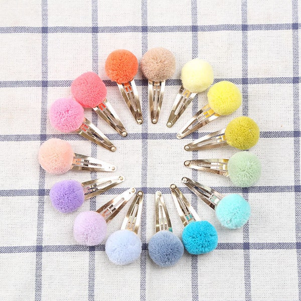 Pom Pom Hair Clips - Etsy