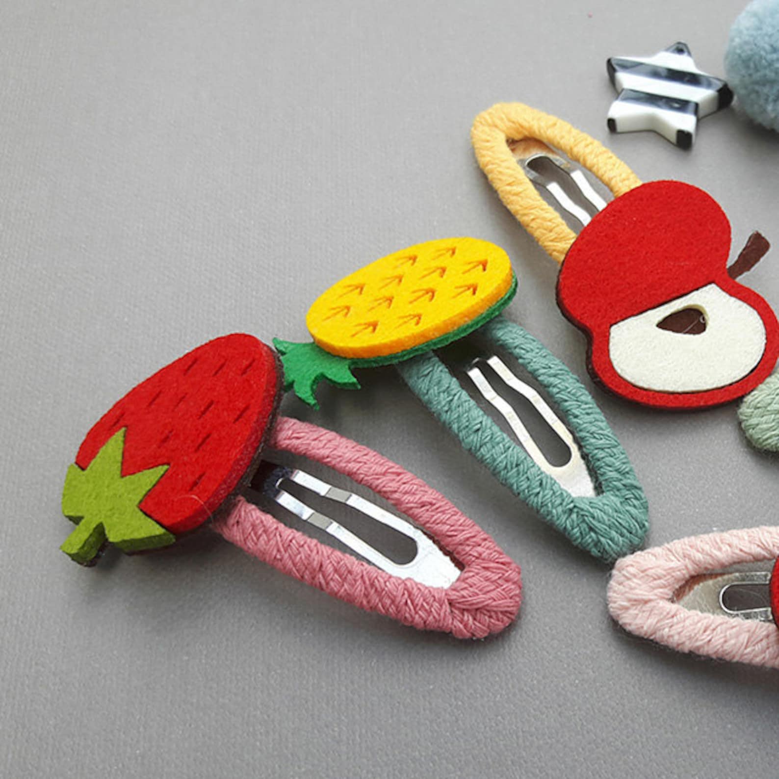 Handmade Felt Fruits Hair Clip, Snap Clip,cute Hair Clips, Fruits Hair ...