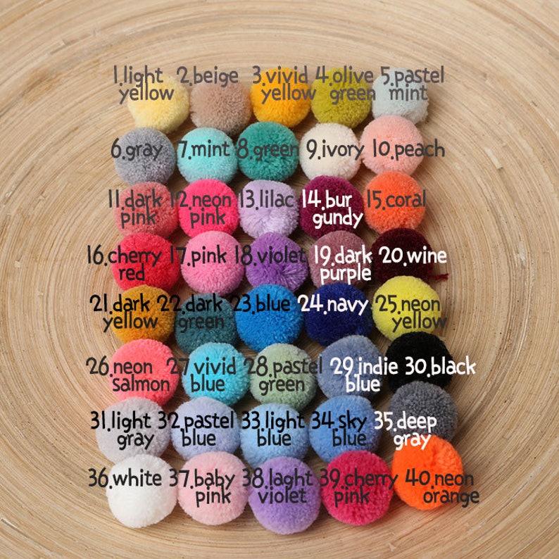 2cm Pompoms in Your Choice of Colors-yarn Pom Pom-colorful Handmade Pom ...
