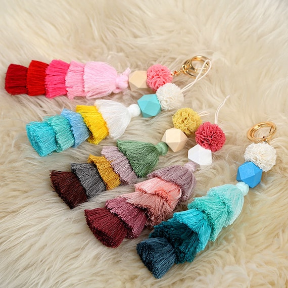 Big Tassel Key ring-Bag tassels-Layered tassel-Silk | Etsy