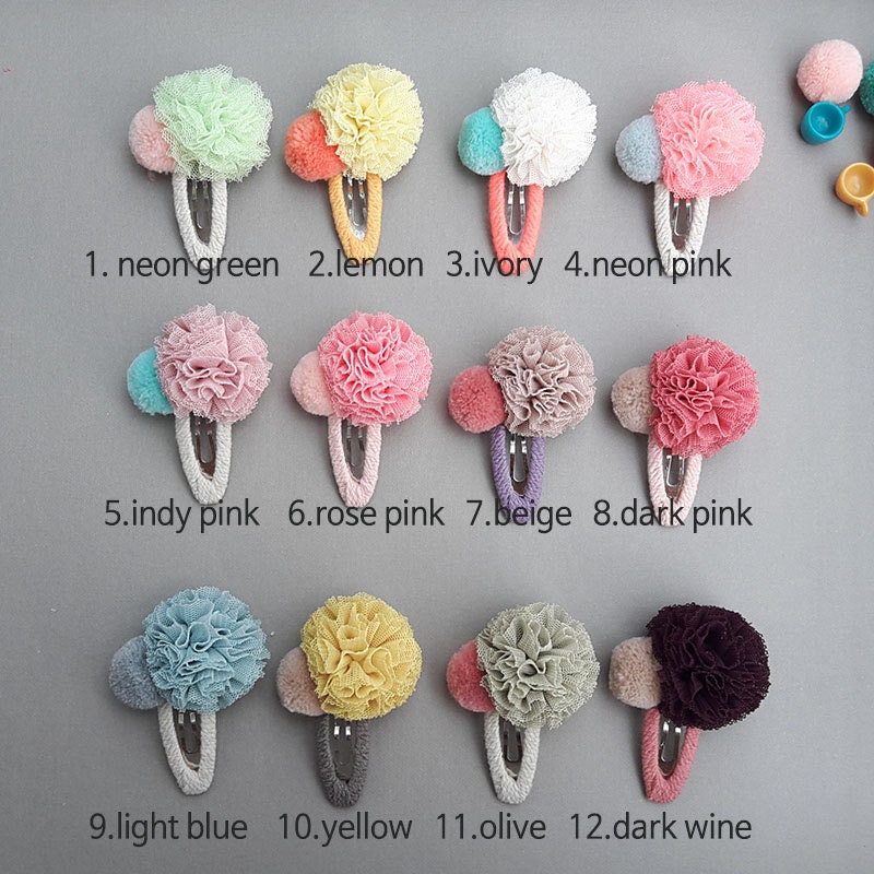 Choose any 2 Handmade Tulle pom pom Hair ClipPom pom hair | Etsy